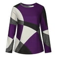 Hot6sl Long Sleeve Shirts for Women Color Block Tunics Tops Match ...