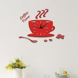 NUOLUX Coffee Time Wall Clock, Red, Acrylic, Decorative Kitchen Decor, 35x25cm - Walmart.com