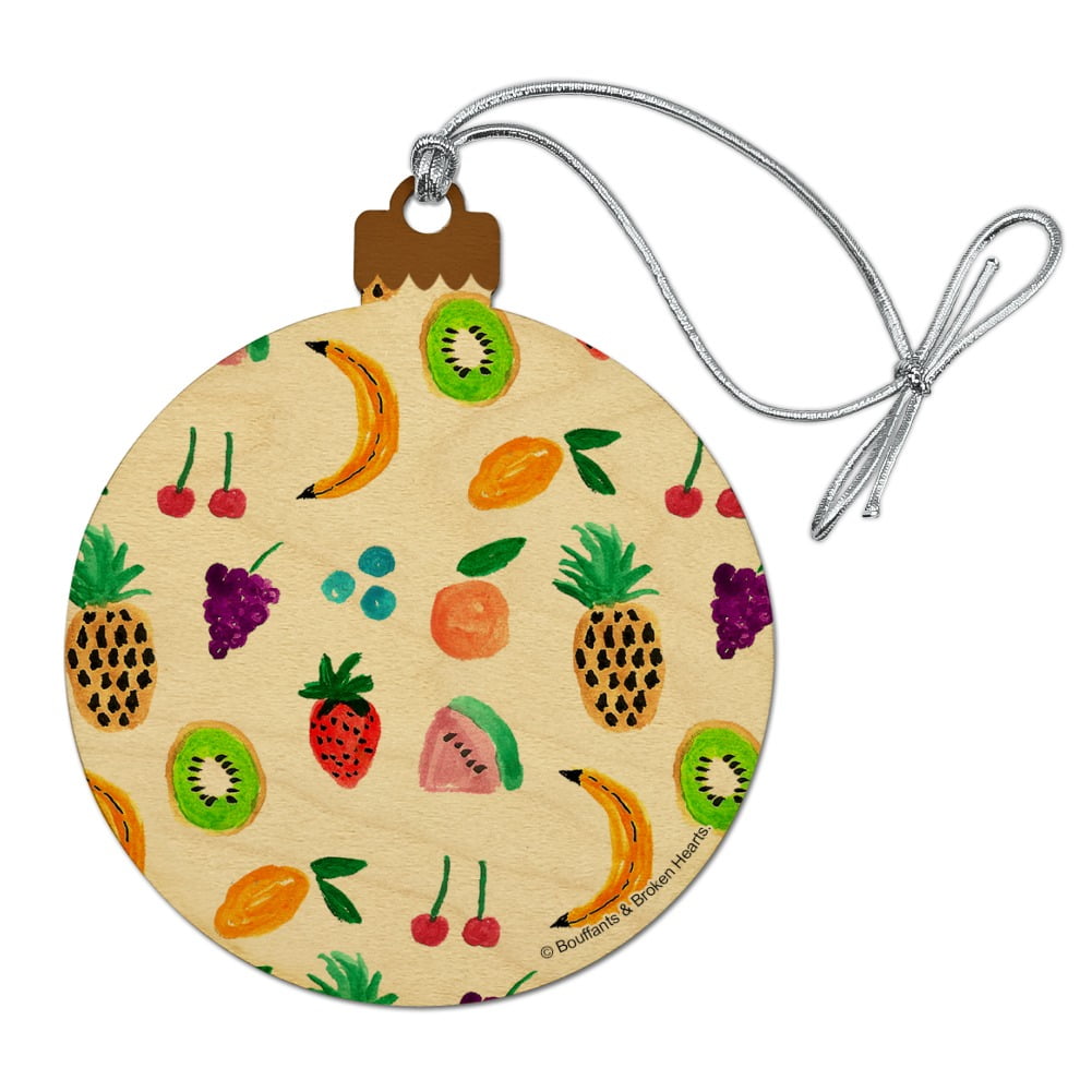Tiny Fruits Bananas Cherries Grapes Kiwi Pineapples Wood Christmas Tree ...