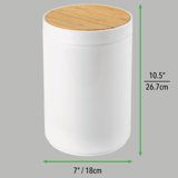 mDesign Small Bathroom Garbage Pail with Swing-Close Lid - White ...