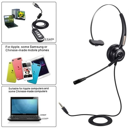 USB Headset/ 3.5mm Computer Headphone Noise Cancelling and Hands-Free ...