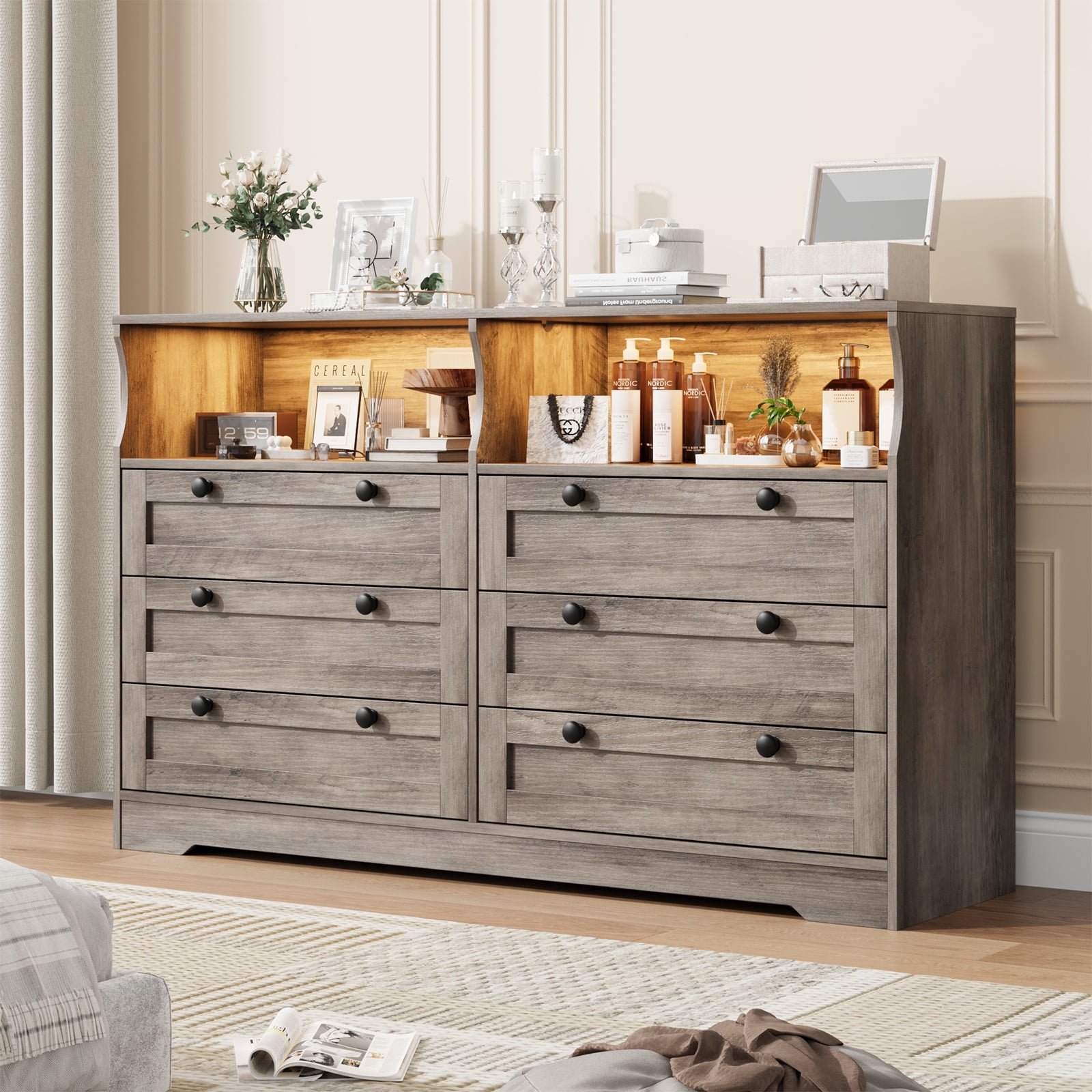 Click here for Outop 6 Drawer Dresser For Bedroom  With Rgb Led L... prices