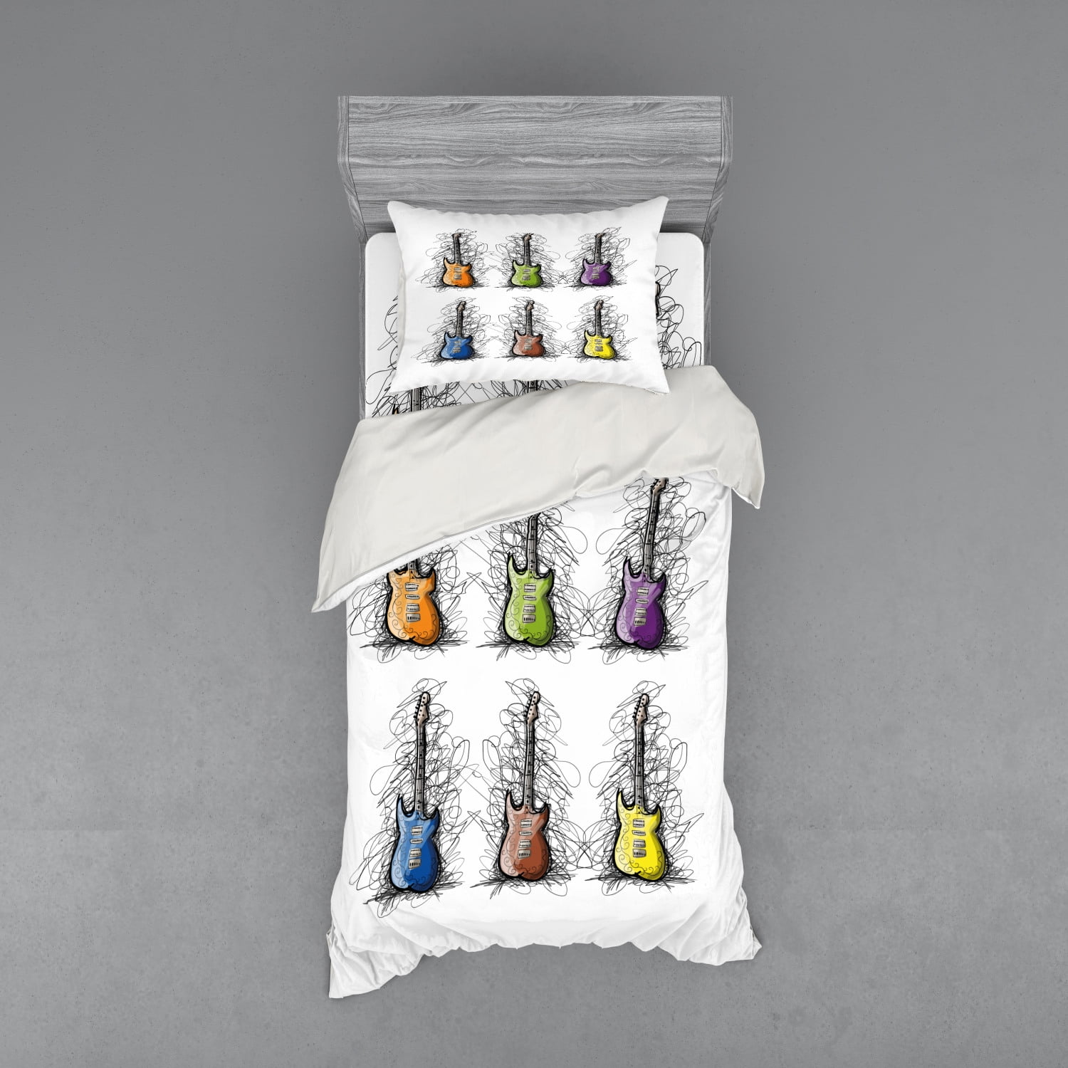 Ambesonne Music Bedding Set 3 Pcs, Guitar Collage for Teens, Twin ...