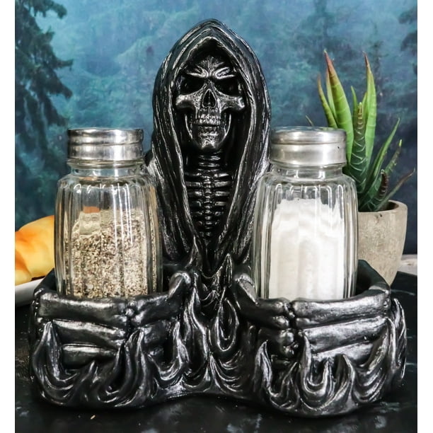 Soul Garnish Sitting Grim Reaper Skeleton Salt and Pepper Shakers ...