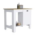 White/Macadamia Kitchen Island with One Storage Cabinet / Safeguard ...