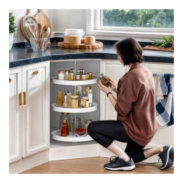 Knape & Vogt Lazy Susan 32" Full Round Polymer White 2 Shelves Top And ...