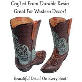 Urbalabs Western Cowboy Boot Vase 7 Inch Brown and Teal Classic Vase ...