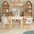 5 Piece Kids Table and Chairs Set Toddler Activity Table Wooden Animal ...