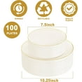 100PCS Ivory Plastic Plates - Heavy Duty Disposable Cream Dinner and ...
