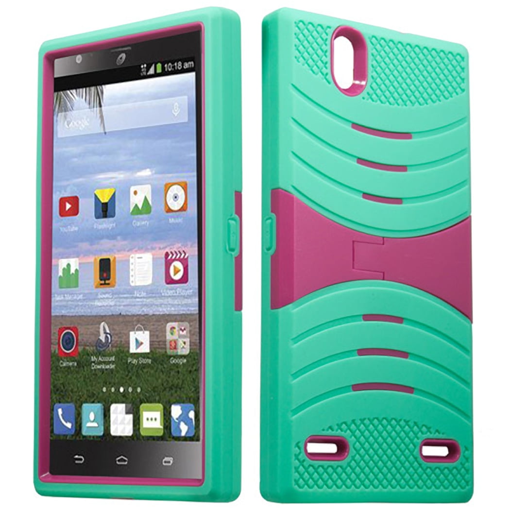 (XL) ZTE Lever LTE Z936L Armor Case Stand Hot Pink/Teal Blue - Walmart.com
