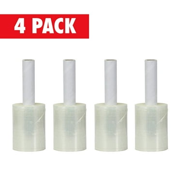 PSBM Mini Stretch Wrap with Plastic Handle, 12 Pack, 5 Inch x 1500 Feet, 80 Gauge, Clear Plastic ...