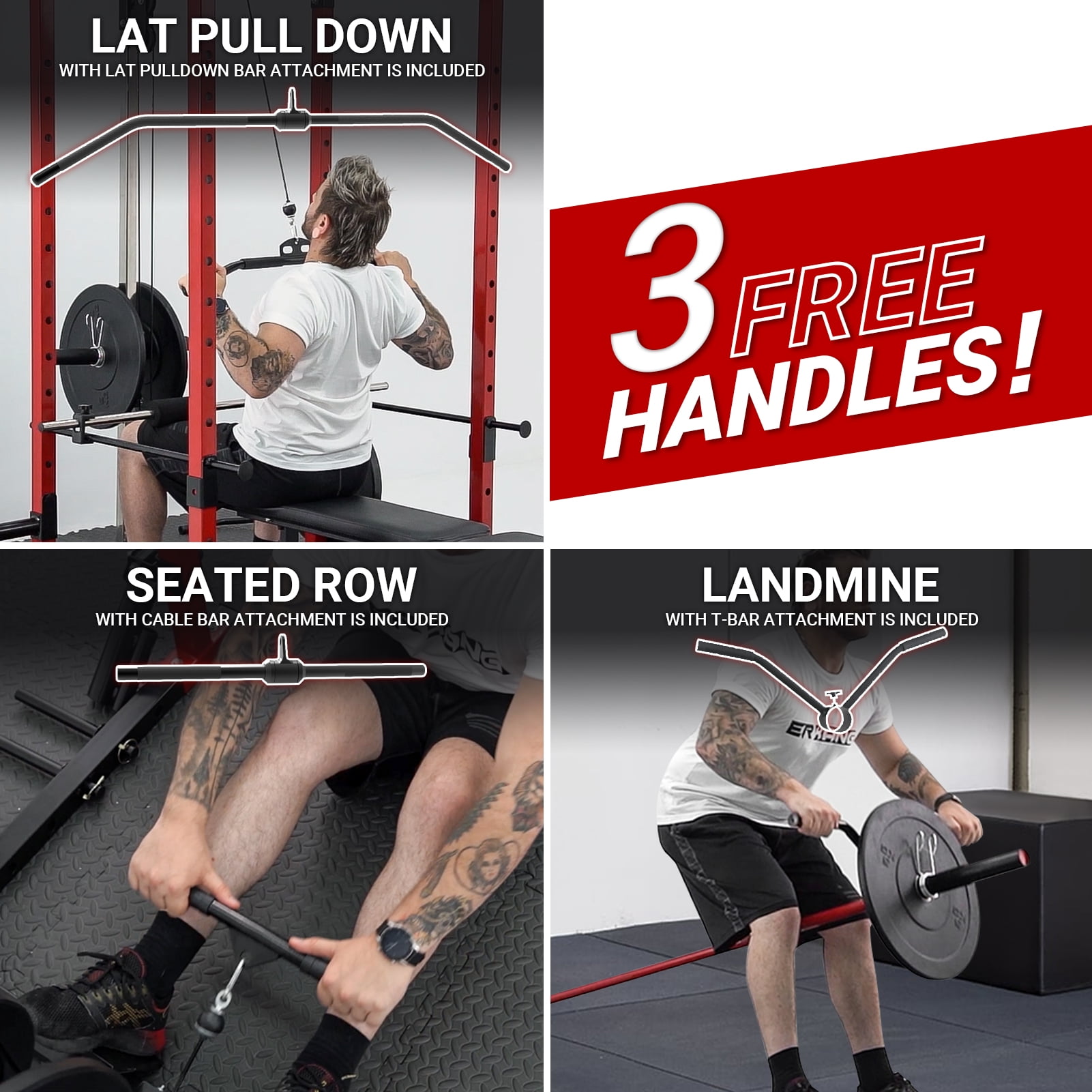 Buy ER KANG Power Rack Cage, Squat Rack with LAT Pulldown System ...