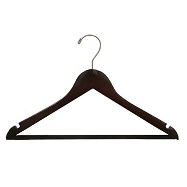 International Hanger Deluxe Wooden Bottom Hanger w/Clips, Walnut Finish ...