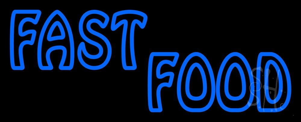 Blue Double Stroke Fast Food LED Neon Sign 13 x 32 - inches, Black ...