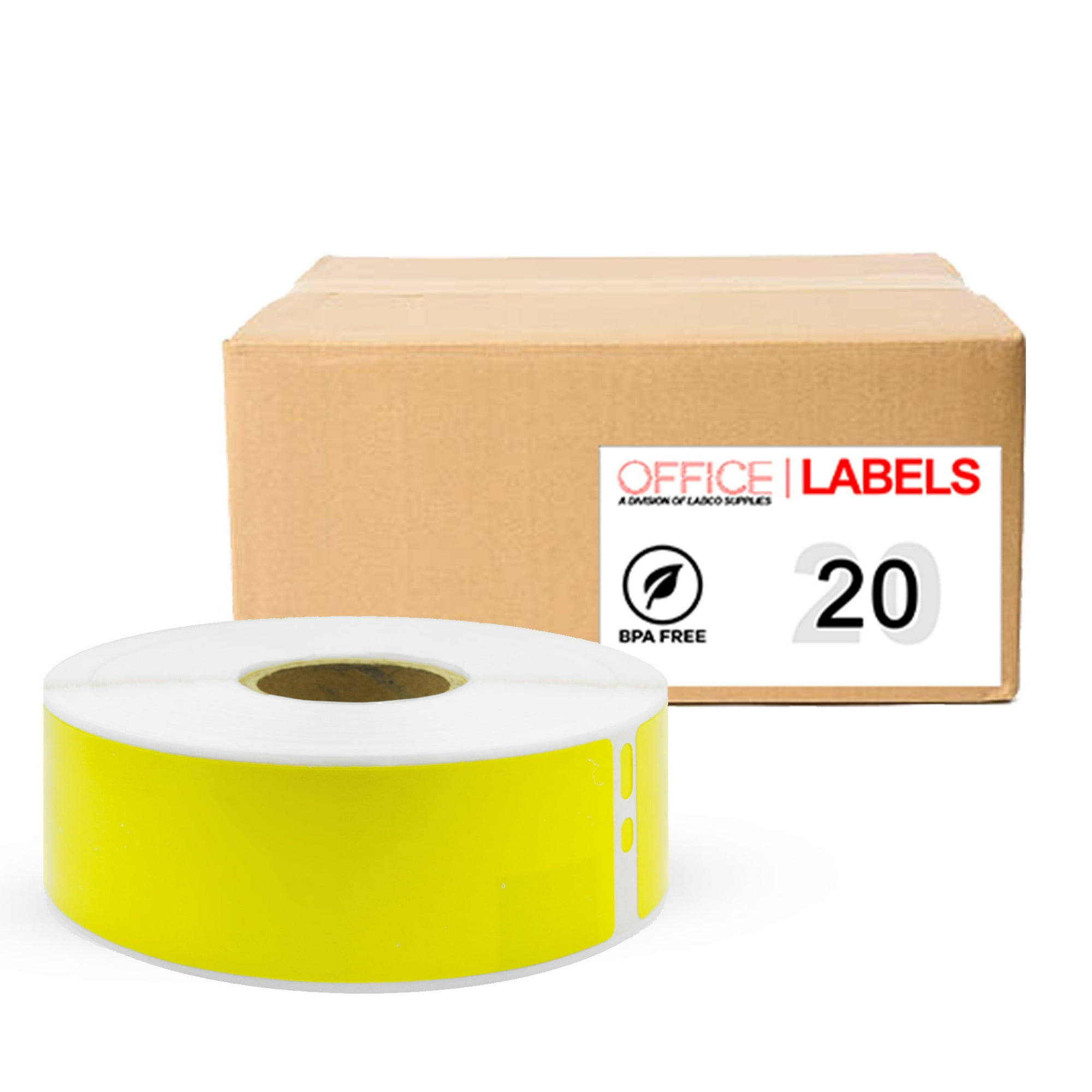 Office Labels 20 Rolls Of 30252 Yellow Compatible Labels For Dymo 1-1/8 X 3-1/2 (28mm X 89mm)
