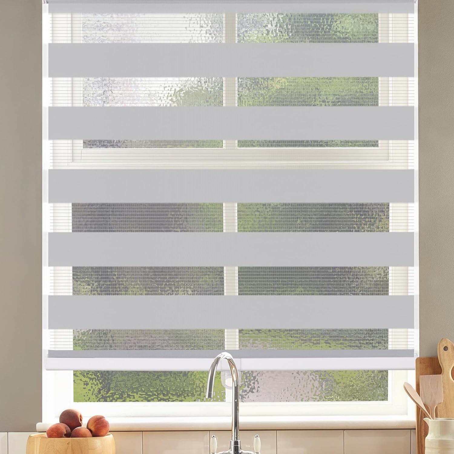 LUCKUP Cordless Zebra Blinds Roller shades for window Day and Night Blind Dual Layer Light ...