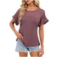 AnuYalue Women's Short Sleeve Shirts Dressy Lace Summer Hollow Out Tops ...