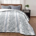 Blue Leaves Quilted Comforters Cooling Blanket California King Size ...