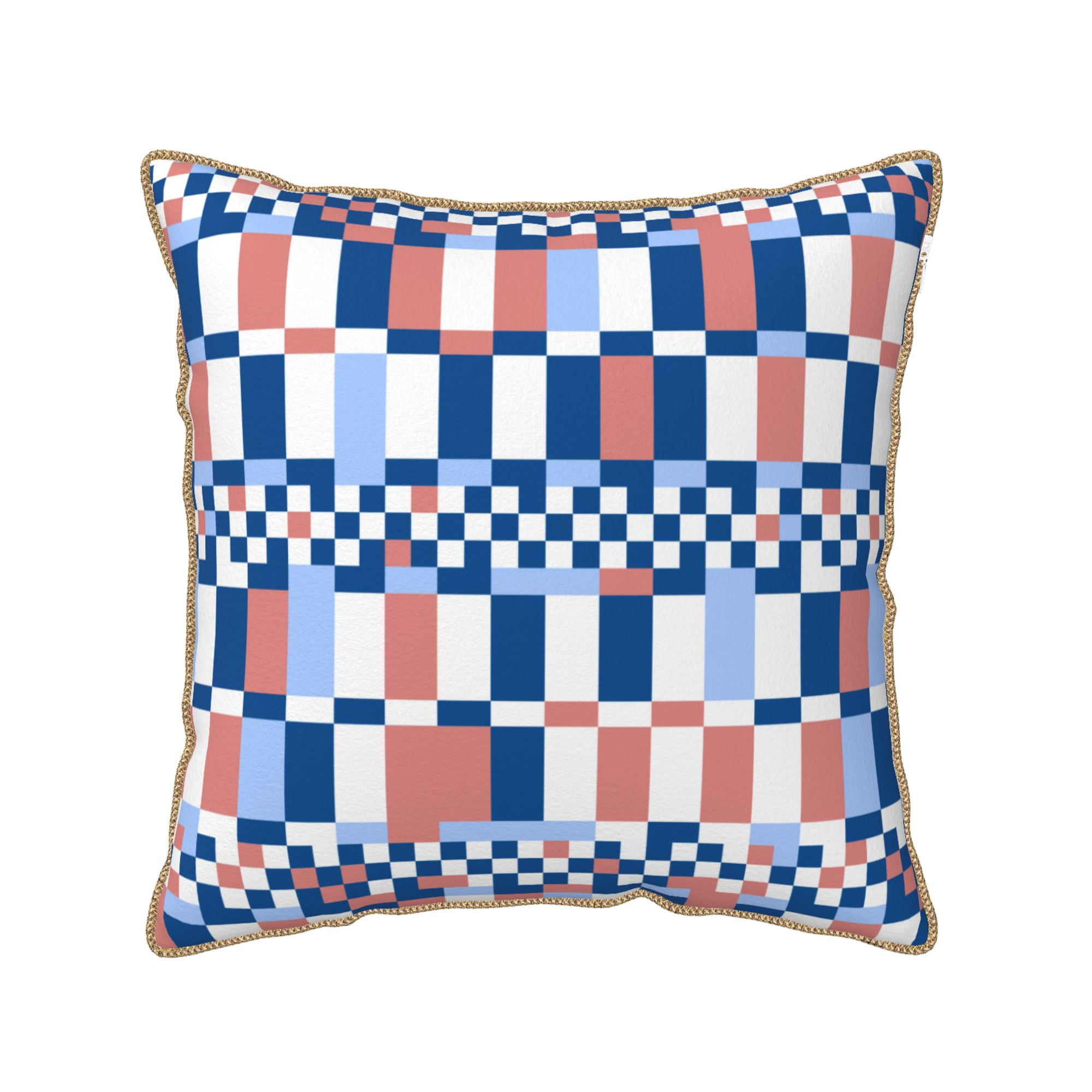 ZNDUO Flat Color Blue Block Doodle Pattern Throw Pillows for Couch ...