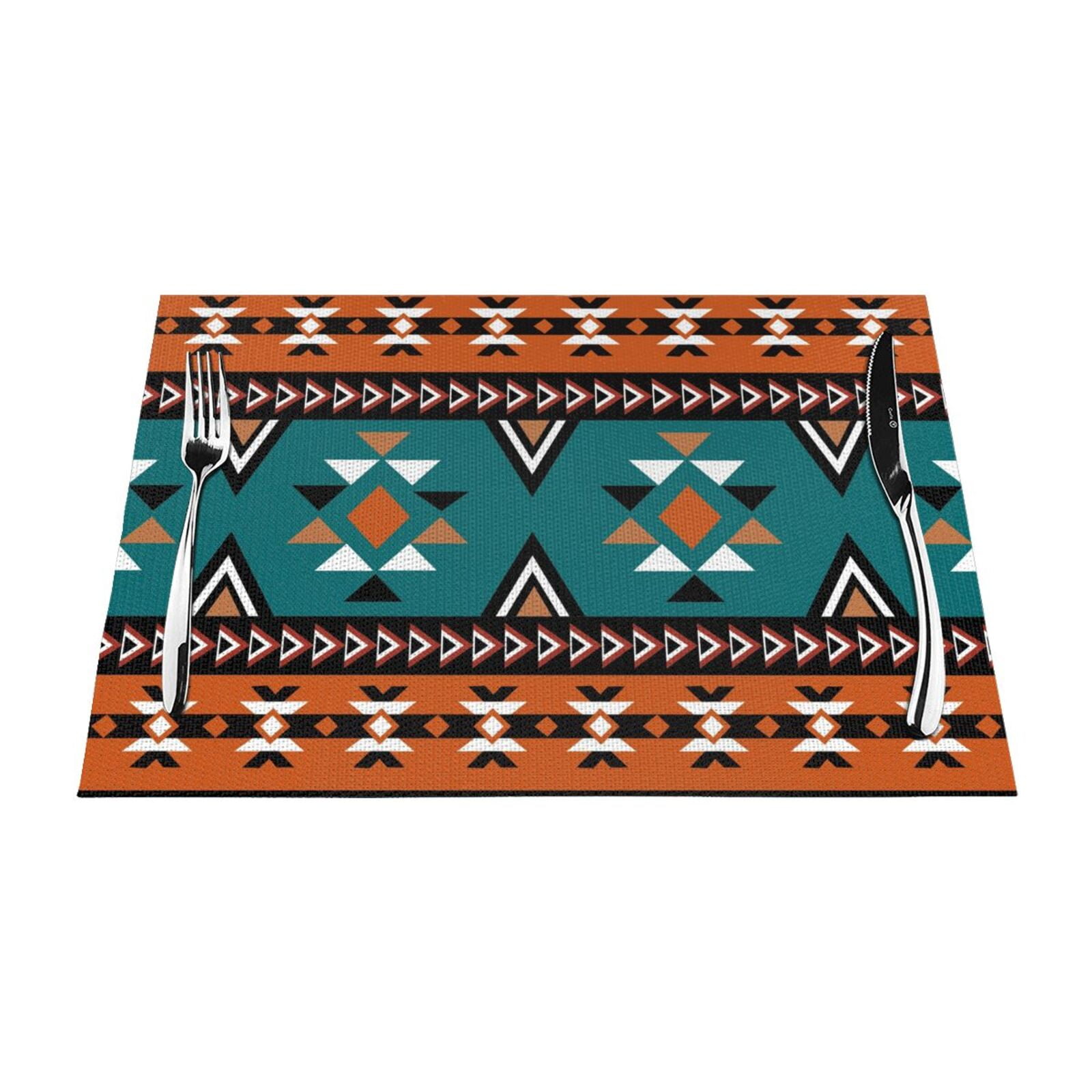 XMXT 4 Pcs Woven Placemats, Retro Southwest Traditional Print Stain ...
