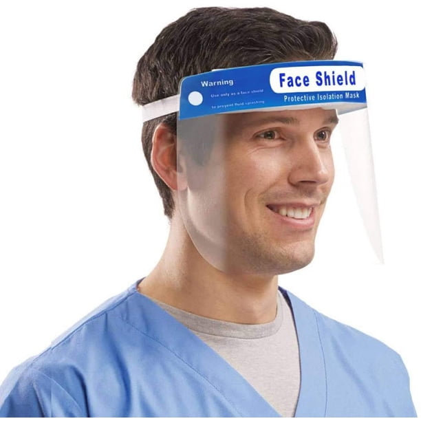 Safety Face Shield [2 Pack] Elastic strip, Transparent Full Face ...