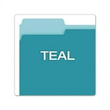 Colored File Folders 1/3-Cut Tabs, Letter Size, Teal/Light Teal, 100 ...