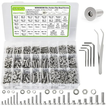 1480Pcs Button Head Screws Hex Socket Head Cap Assortment, 10.9 Alloy ...