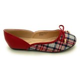 Two Tone Plaid with Solid Bow Ballerina Flats - Walmart.com