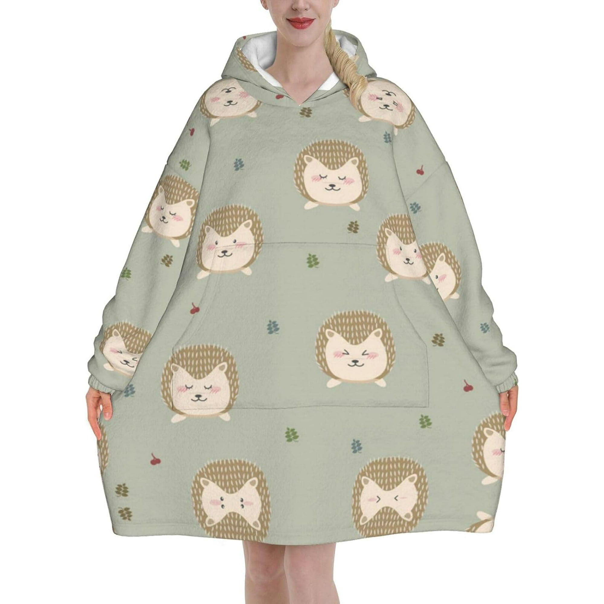 Click here for Mjorlgortlh Many Hedgehogs Print Blanket Hoodie Ov... prices