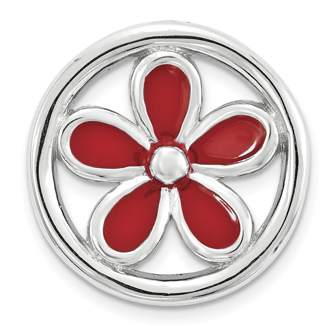 Jewelrypot - Sterling Silver Small Red Enameled Flower Chain Slide ...