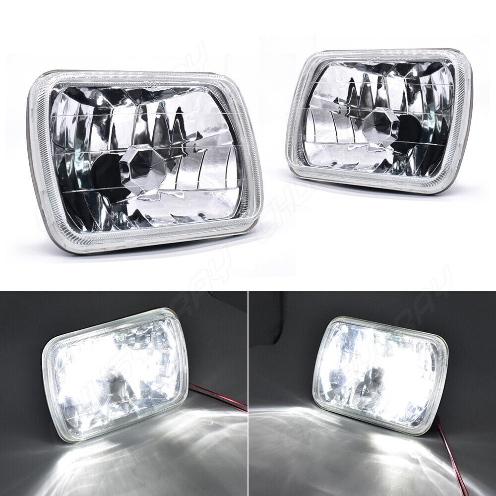 7" inch Square Clear Lens Diamond Cut Halogen White Headlamp Housing ...