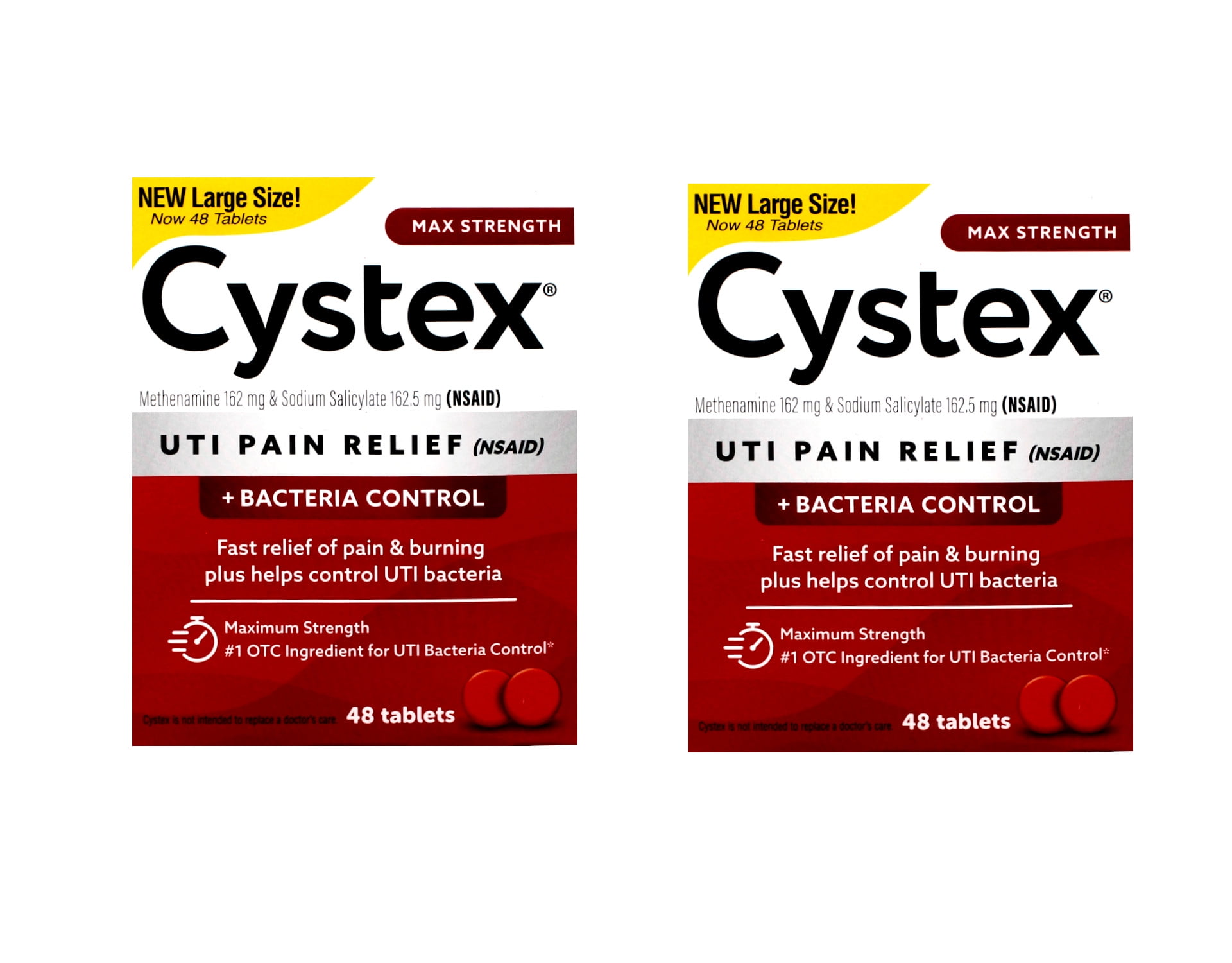 2 Pack - Cystex Urinary Tablets UTI Pain Relief 48 Tablets Each ...