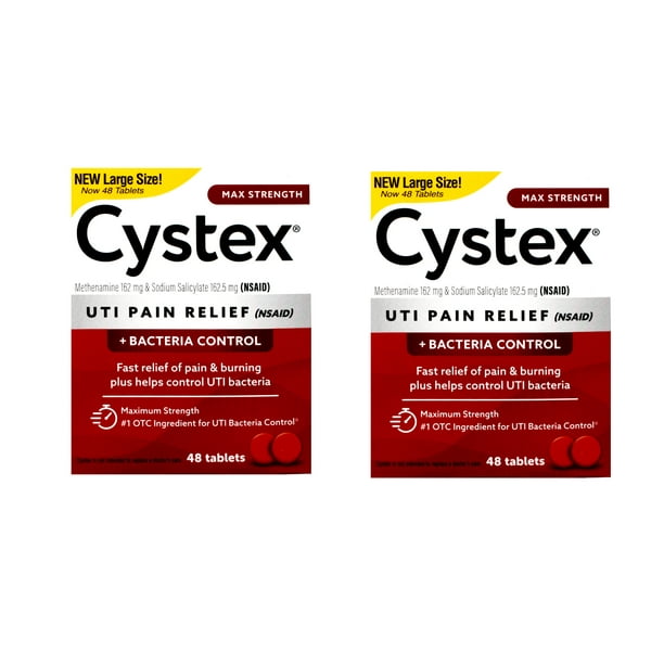 2 Pack - Cystex Urinary Tablets UTI Pain Relief 48 Tablets Each ...