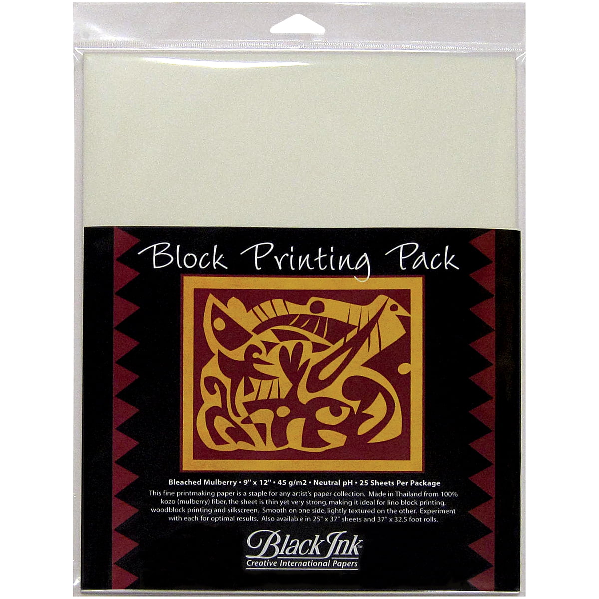 Block Printing Paper Pack By Black Ink Papers-White 9"X12" 25/Pkg ...