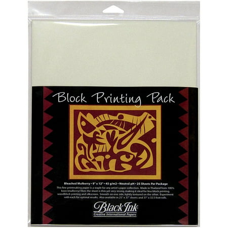 Block Printing Paper Pack By Black Ink Papers-White 9"X12" 25/Pkg ...
