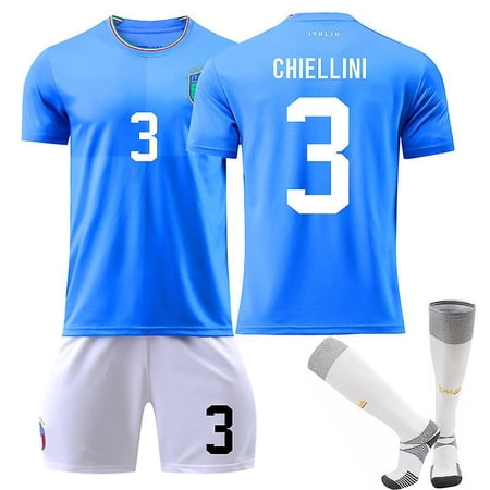 2022-2023 Italy Home Soccer Jersey Set T-shirt No.3 Giorgio Chiellini ...