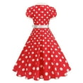 Dress for Women Polka Dot Short Sleeve Stand Collar Tiered Hem Maxi ...
