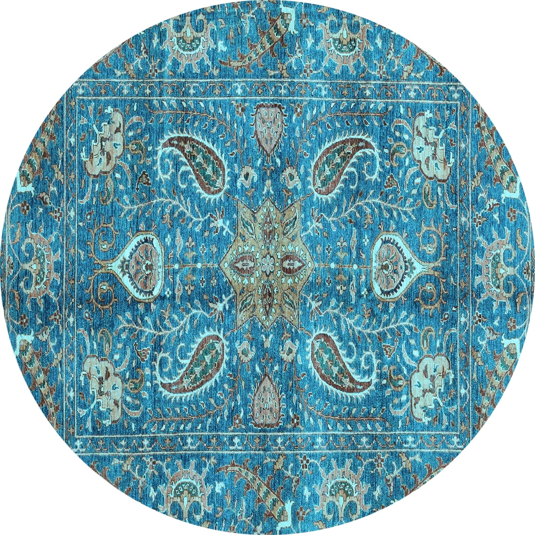 Ahgly Company Indoor Round Oriental Light Blue Traditional Area Rugs, 8 ...