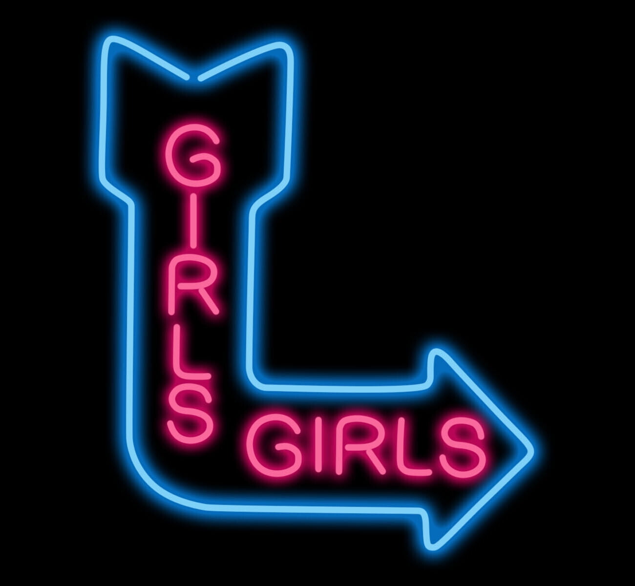 Queen Sense 17"x14" Girls Girls Direction Arrow Neon Sign Man Cave Pub ...