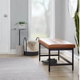 Bench in Black Metal and Camel Faux Leather - Walmart.com