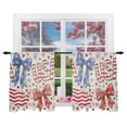 4th of July Sheer Curtains for Living Room Bedroom, USA Ribbon Bow ...