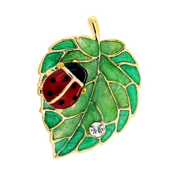 Green Leaf Ladybug Crystal Lapel Pin - Walmart.com
