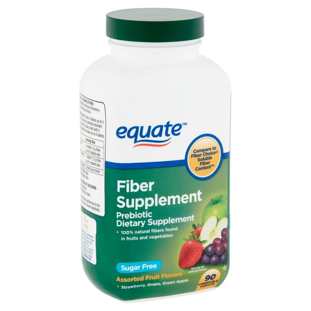 Equate Fiber Supplement Assorted Fruit Flavors Chewable Tablets, 90 ...