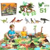 Wisairt 53 PCS Dinosaur Playset for Kids with Activity Mat, Figures, Trees, Rocks, Ages 3-8 ...