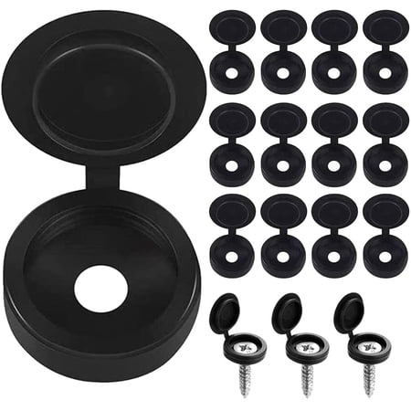 SICED 100 Pieces Black Screw Covers License Plate Rivet Covers Plastic ...