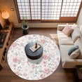 3.3ft Round Rug, Pink Rose Non-Skid Rubber Backing Large Area Rugs ...