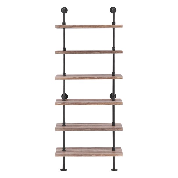 Danya B. Industrial Modern Rustic 6-Tier Iron Pipe Wall Mount Ladder ...