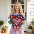 4th of July Heart Shape Wreath Red White Blue Striped Artificial ...