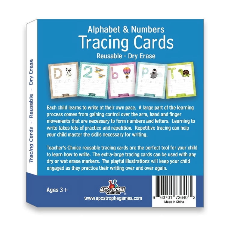 Reusable Dry Erase Alphabet Number Tracing Cards Reusable Dry Erase ...