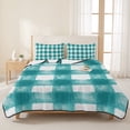 Full Quilt Bedding Set Pastoral Rustic Teal Watercolor Plaid Breathable ...